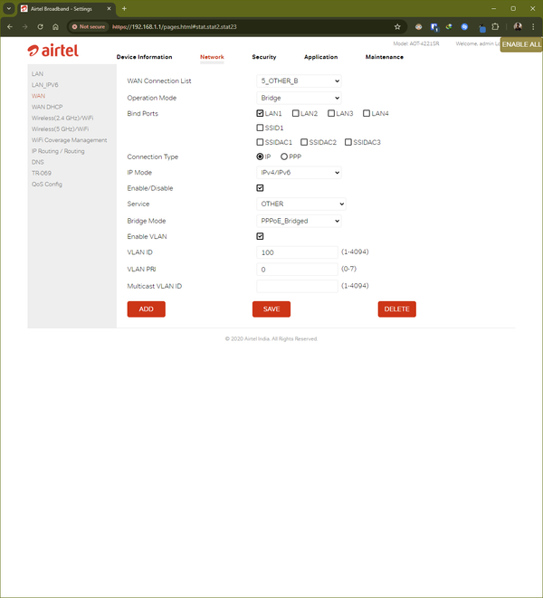 Enabling Bridge Mode With Sercomm AOT-4221SR Router